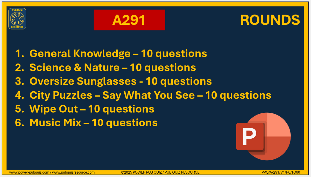 A291 Pub Quiz (15 Jun 2025) - PowerPoint Format – Power Pub Quiz