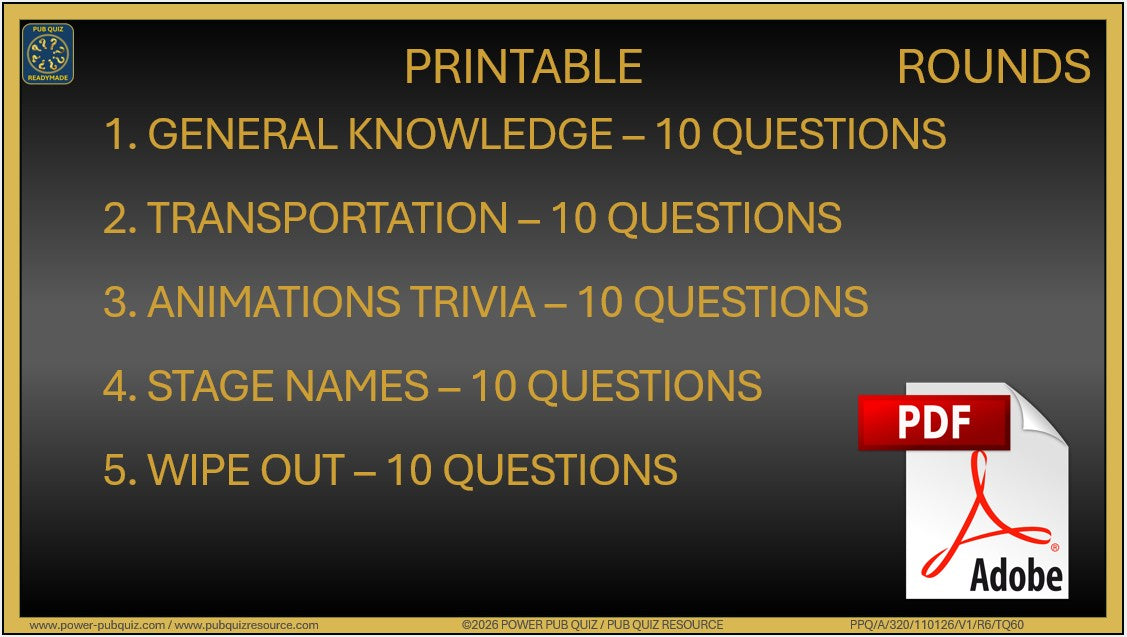 Pub Quiz – Power Pub Quiz