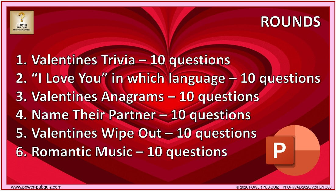 Valentines Pub Quiz (25 Jan 2026) - PowerPoint Format – Power Pub Quiz