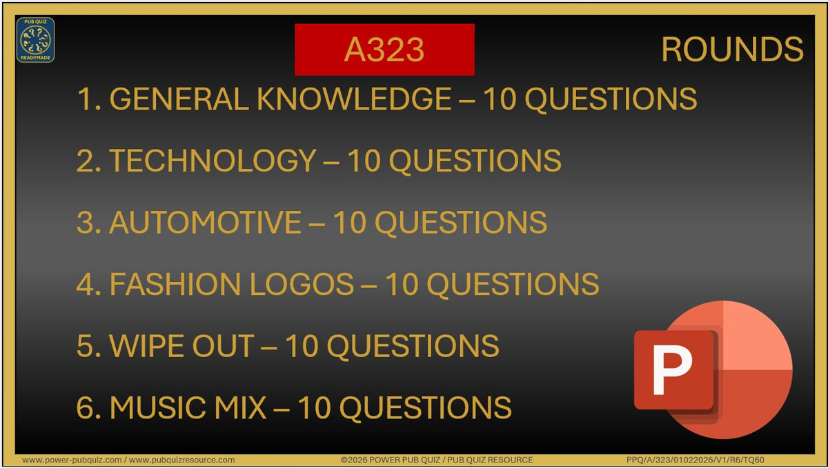 A323 Pub Quiz (01 Feb 2026) - PowerPoint Format – Power Pub Quiz