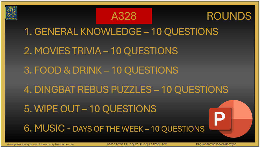 A328 Pub Quiz (08 Mar 2026) - PowerPoint Format – Power Pub Quiz