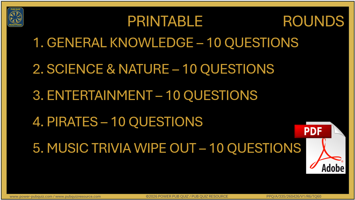 Pub Quiz – Power Pub Quiz