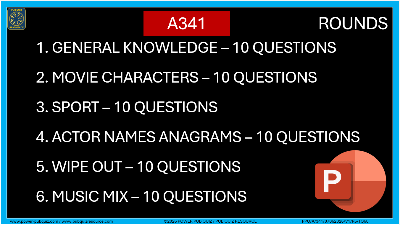 A341 Pub Quiz (07 Jun 2026) - PowerPoint Format – Power Pub Quiz